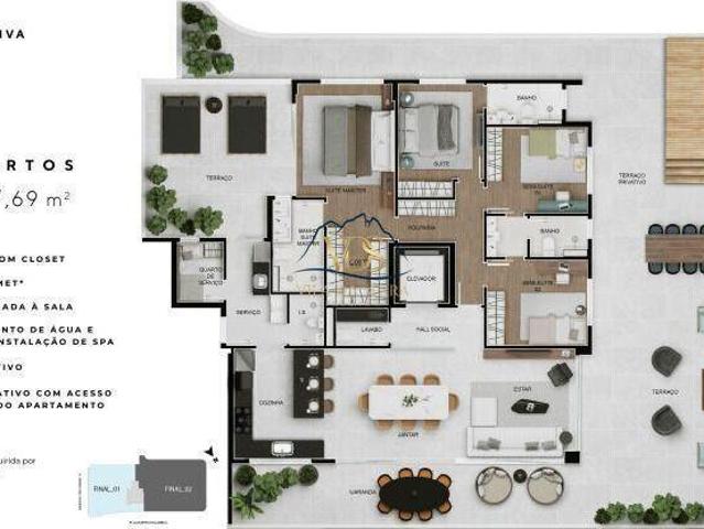 Apartamento Área Privativa 4 quartos com 339 m² a venda por R$ 3.689.000 no bairro Gutierrez Bel