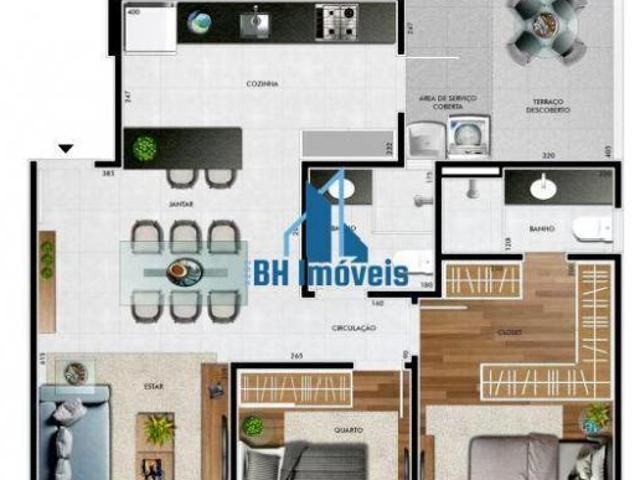 Apartamento Área Privativa 2 quartos e 2 vagas no Bairro Castelo Belo Horizonte/MG