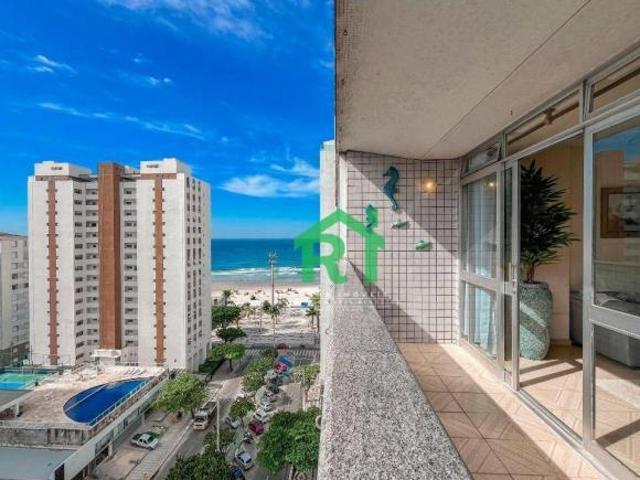 Apartamento beira mar, vista ao oceano, 3 dormitórios 1 suíte, 1 vaga, Pitangueiras, Guarujá/SP
