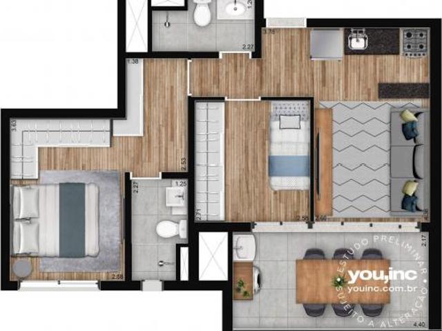 Apartamento Brooklin 2 Dormitórios c/ Suíte
