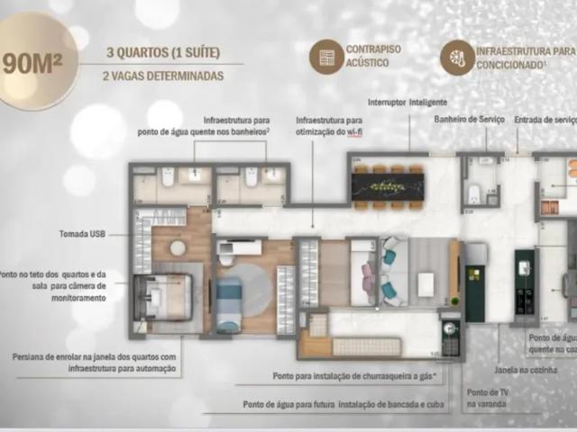 Apartamento com 3 dormitórios 90 metros na Barra Funda