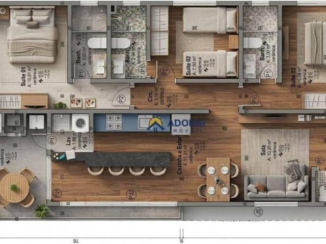 Apartamento com 3 dormitórios à venda por R$ 1.130.000,00 Centro Guaratuba/PR