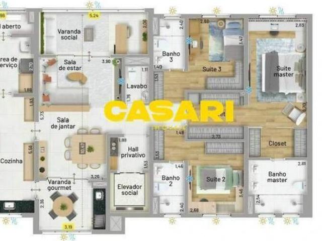 Apartamento com 3 dormitórios à venda, 163 m² Nova Petrópolis São Bernardo do Campo/SP