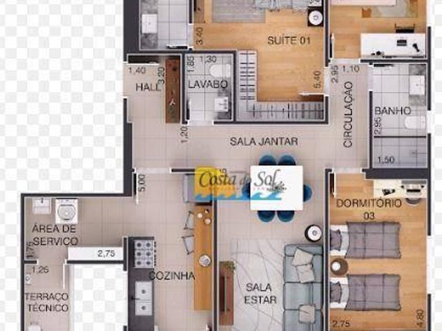 Apartamento com 3 dormitórios à venda, 170 m² por R$ 2.207.000,00 Aparecida Santos/SP