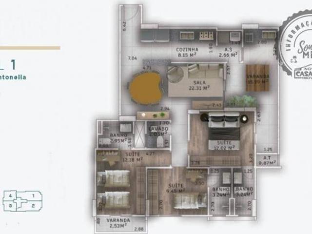 Apartamento com 3 dormitórios à venda, 112 m² por R$ 888.000,00 Canto do Forte Praia Grande/SP