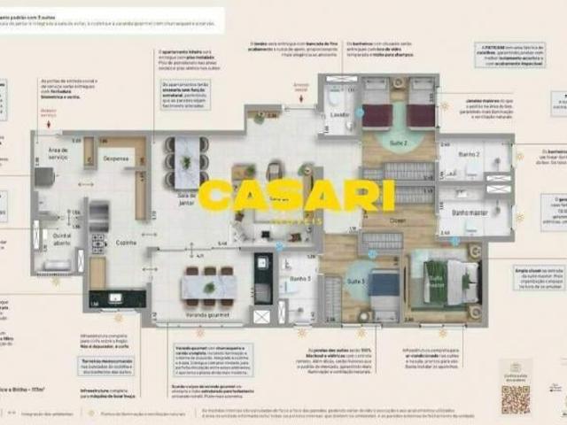 Apartamento com 3 dormitórios à venda, 117 m² Nova Petrópolis São Bernardo do Campo/SP