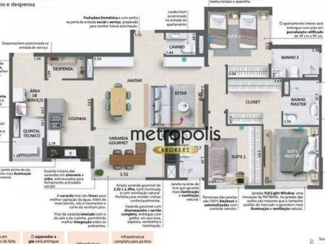 Apartamento com 3 dormitórios à venda, 117 m² por R$ 1.900.000,00 Centro São Bernardo do Campo/S