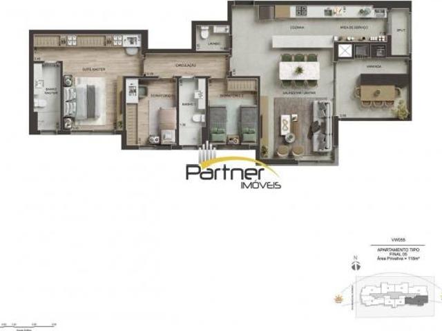 Apartamento à venda, 118 m² por R$ 1.821.199,00 Alto da Glória Curitiba/PR