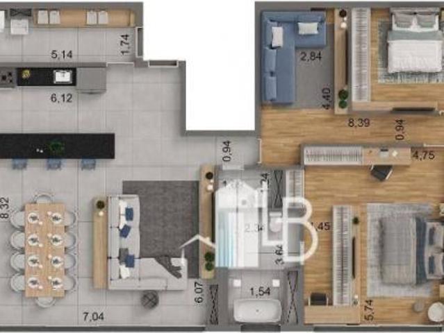 Apartamento com 3 dormitórios à venda, 120 m² por R$ 1.336.544,86 Jardim Karaíba Uberlândia/MG