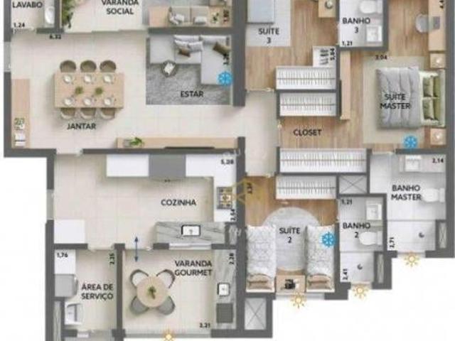 Apartamento com 3 dormitórios à venda, 125 m² por R$ 1.890.000,00 Chácara da Barra Campinas/SP