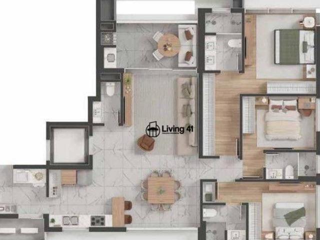 Apartamento com 3 dormitórios à venda, 139 m² por R$ 2.179.000 Bigorrilho