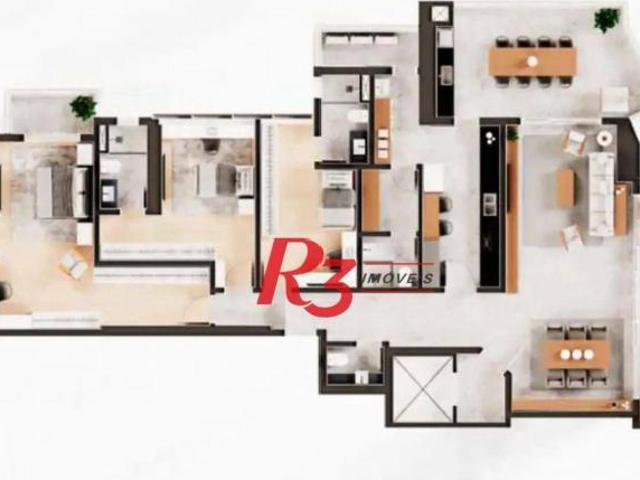 Apartamento com 3 dormitórios à venda, 227 m² por R$ 5.199.000,00 Ponta da Praia Santos/SP