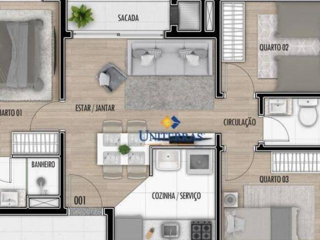 Apartamento com 3 dormitórios à venda, 57 m² por R$ 584.578,00 Santa Cândida Curitiba/PR