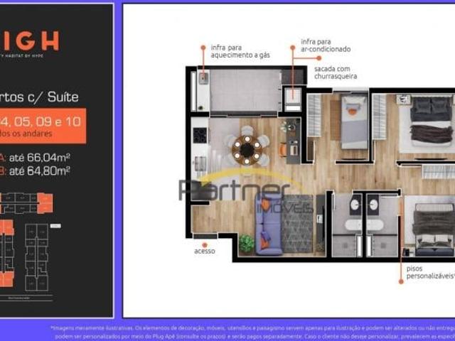 Apartamento com 3 dormitórios à venda, 64 m² por R$ 648.900,00 Novo Mundo Curitiba/PR