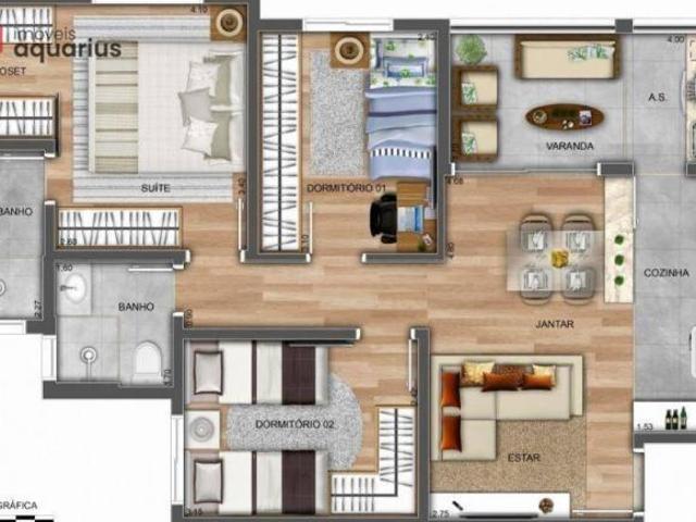 Apartamento com 3 dormitórios à venda, 75 m² por R$ 702.000,00 Parque Industrial São José dos Ca