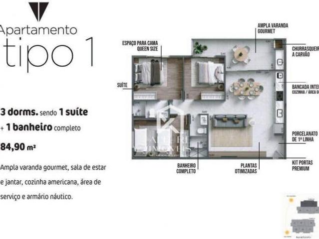 Apartamento com 3 dormitórios à venda, 84 m² por R$ 535.516,64 Praia das Palmeiras Caraguatatuba