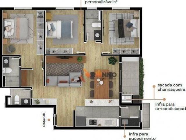 Apartamento com 3 dormitórios à venda, 85 m² por R$ 799.900,00 Boa Vista Curitiba/PR
