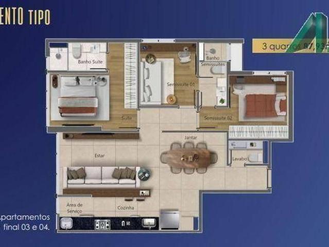 Apartamento com 3 dormitórios à venda, 87 m² por R$ 1.331.286,77 Gutierrez Belo Horizonte/MG