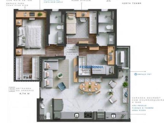 Apartamento com 3 dormitórios à venda, 83 m² por R$ 1.290.000,00 Jardim das Colinas São José dos