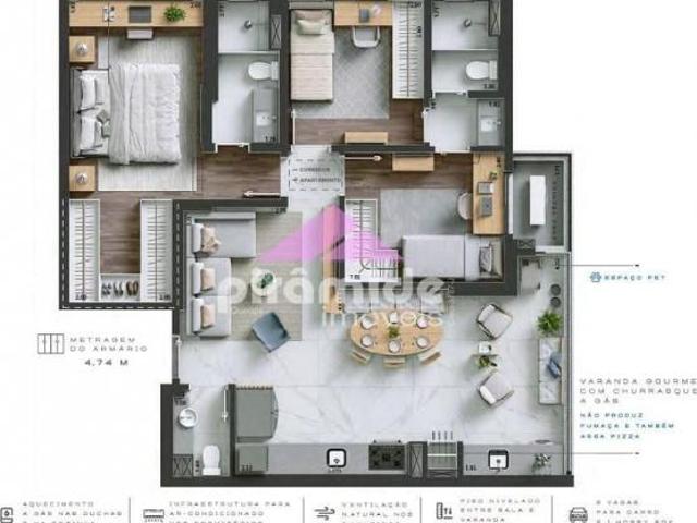 Apartamento com 3 dormitórios à venda, 83 m² por R$ 1.290.000,00 Jardim das Colinas São José dos