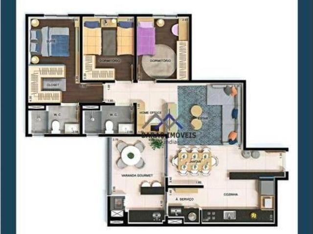 Apartamento com 3 dormitórios à venda, 96 m² por R$ 955.000,00 Jardim do Lago Jundiaí/SP