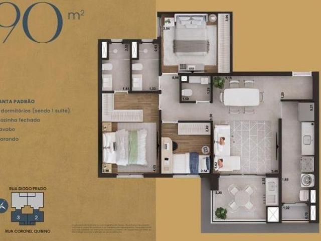 Apartamento com 3 dormitórios à venda, 90 m² Cambuí Campinas/SP