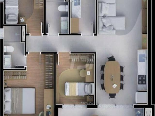 Apartamento com 3 dormitórios à venda, 90 m² por R$ 1.119.027,30 Água Verde Curitiba/PR
