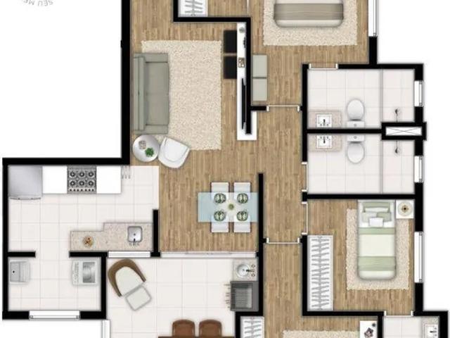 Apartamento com 3 dormitórios para alugar, 90 m² por R$ 5.025,03/mês Edifício Le Jardin Indaiatu