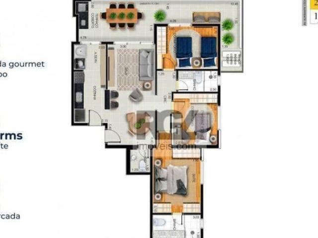Apartamento com 3 QUARTOS à venda, 116 m² por R$ 1.740.000 Embaré Santos/SP