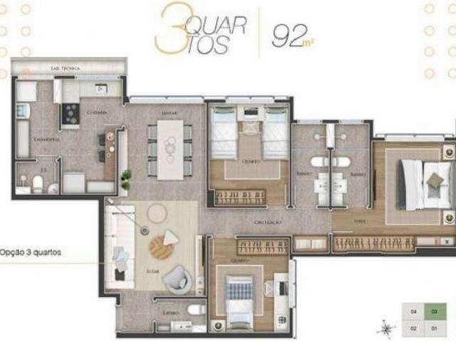 Apartamento com 3 quartos à venda em Belo Horizonte, no bairro Lourdes