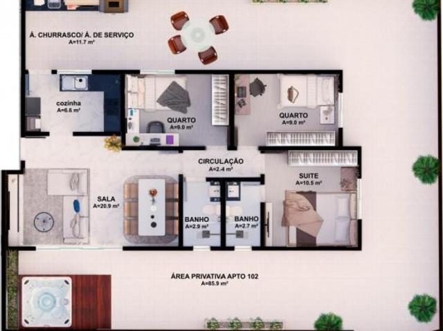 Apartamento com 3 quartos à venda em Belo Horizonte, no bairro Santa Mônica