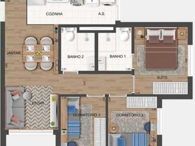 Apartamento com 3 Quartos com 1 Vaga a venda em Santo Amaro