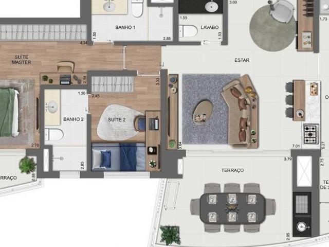 Apartamento com 4 Quartos, 3 suítes, 3 vagas e 3 banheiros à Venda, 181 m²