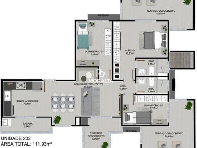 Apartamento com 3 quartos e uma suíte à venda Monte Líbano São José dos Pinhais/PR