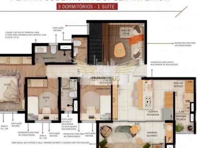Apartamento com 3 Quartos para Comprar, 94m² Vila Valparaíso Santo André/SP