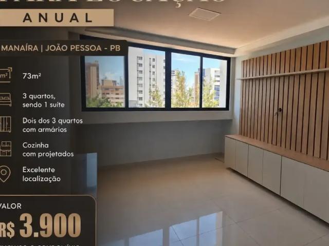 Apartamento com 3 quartos para alugar na Avenida Pombal, Manaíra, João Pessoa