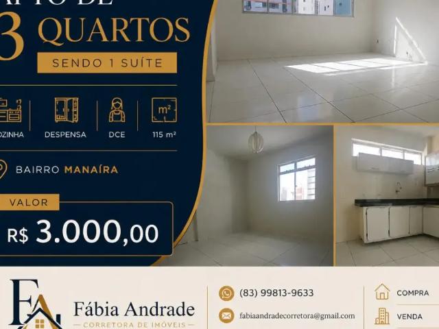 Apartamento com 3 quartos para alugar no Manaíra, João Pessoa