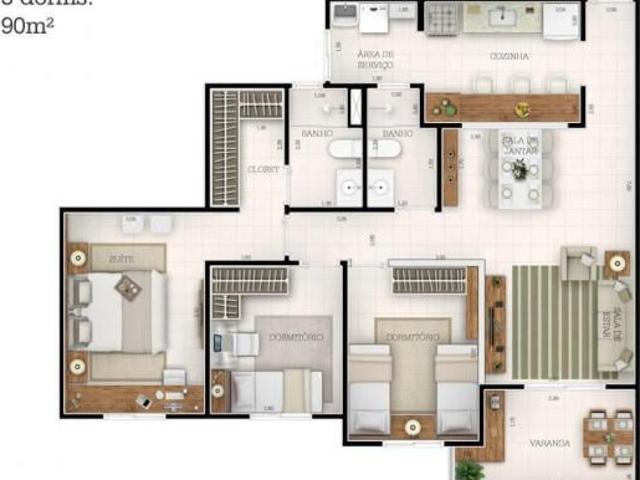 Apartamento com 3 Quartos para Venda, 90m², por R$ 438.000,00, em Ponte De São João, Jundiaí / SP