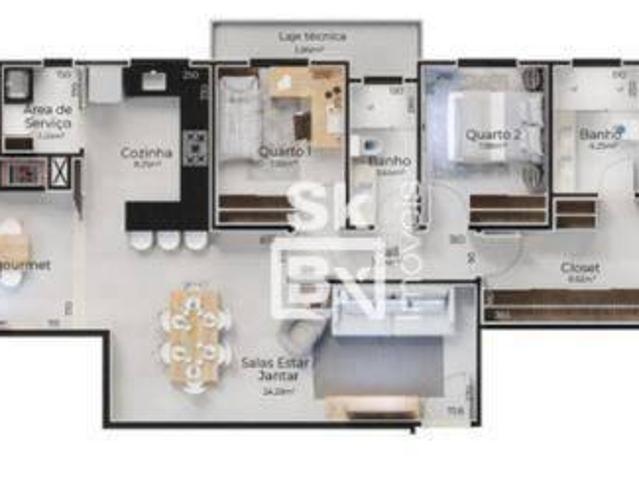 Apartamento com 3 quartos sendo 1 suíte à venda Jardim Finotti Uberlândia/MG