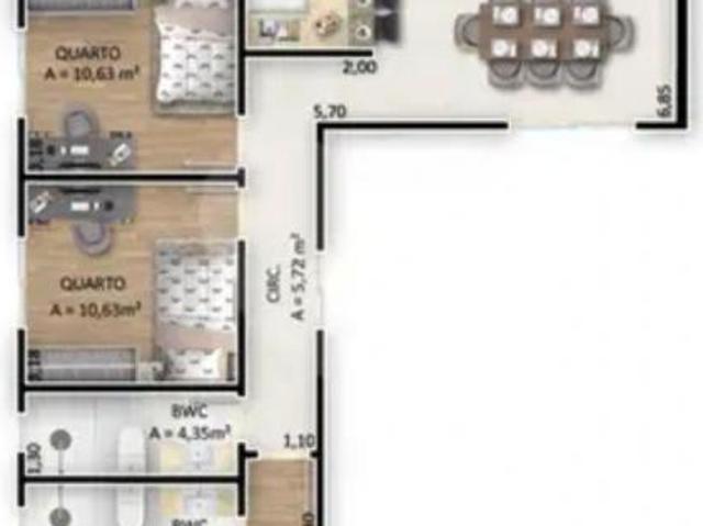 Apartamento com 3 Quartos sendo 1 suíte no Água Verde – 127,47m² Privativos