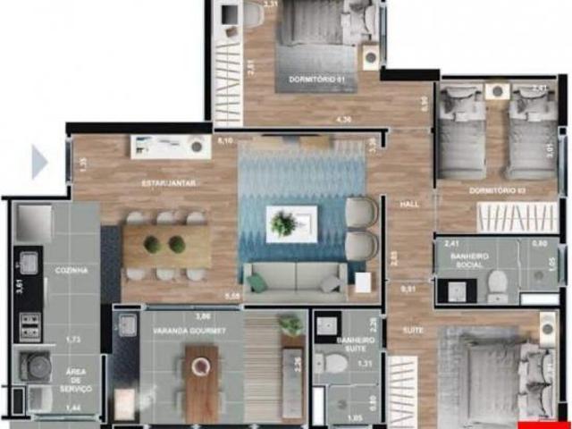 Apartamento com 3 quartos 1 suíte e 2 vagas à venda no One Home Residence em Americana