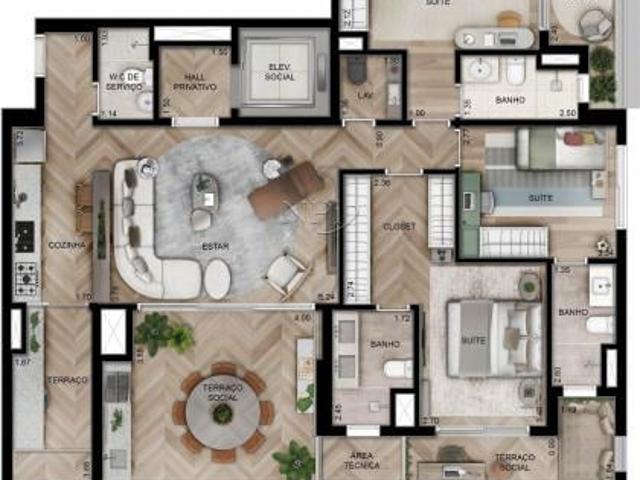 Apartamento com 3 Suítes, 141m², com 2 vagas, à venda na Vila Mariana