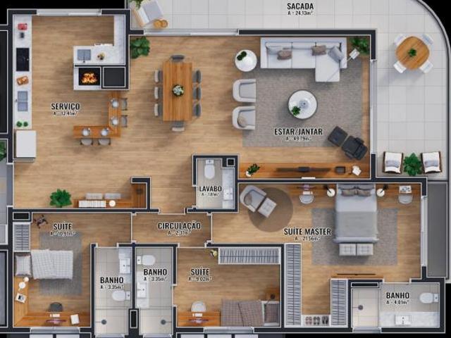 Apartamento com 3 suites