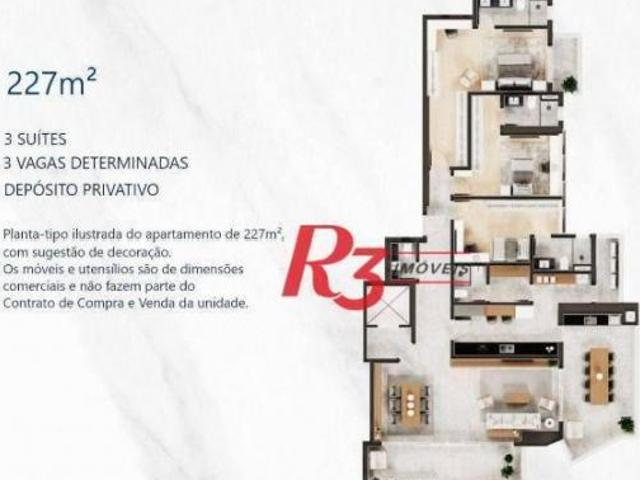 Apartamento com 3 suítes à venda, 227 m² por R$ 5.670.000 Ponta da Praia Santos/SP