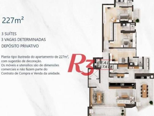 Apartamento com 3 suítes à venda, 227 m² por R$ 3.550.000 Ponta da Praia Santos/SP
