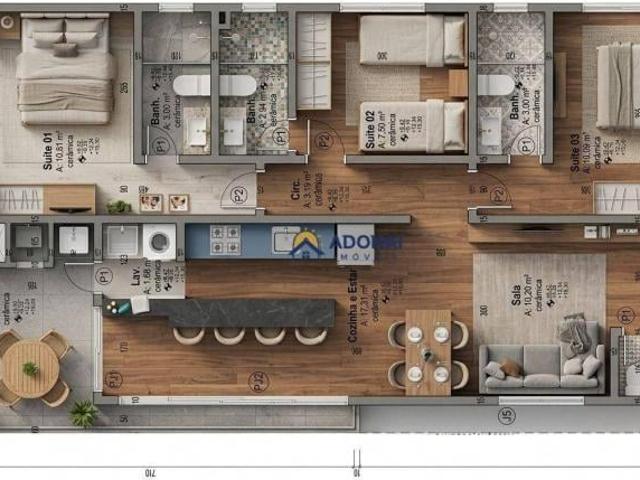 Apartamento com 3 Suítes e Churrasqueira, à venda por R$ 950.000 Centro Guaratuba/PR
