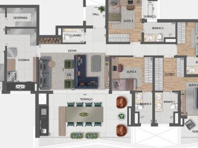 Apartamento com 120,02 m², com 2 vagas, na Aclimação