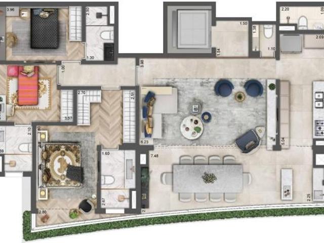 Apartamento com 149 m², 3 Suítes com 2 Vagas a venda em Moema