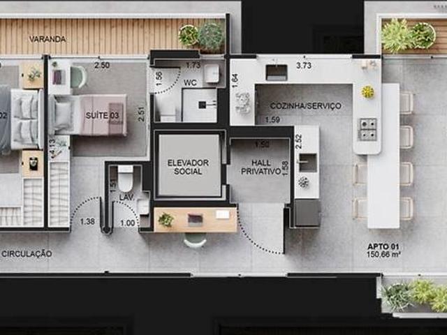 APARTAMENTO COM 150,66 m² BOQUEIRÃO PRAIA GRANDE SP