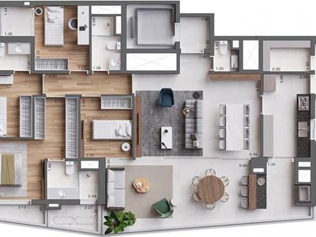 Apartamento com 172 m², com 3 Suítes, com 2 vagas a venda no Brooklin